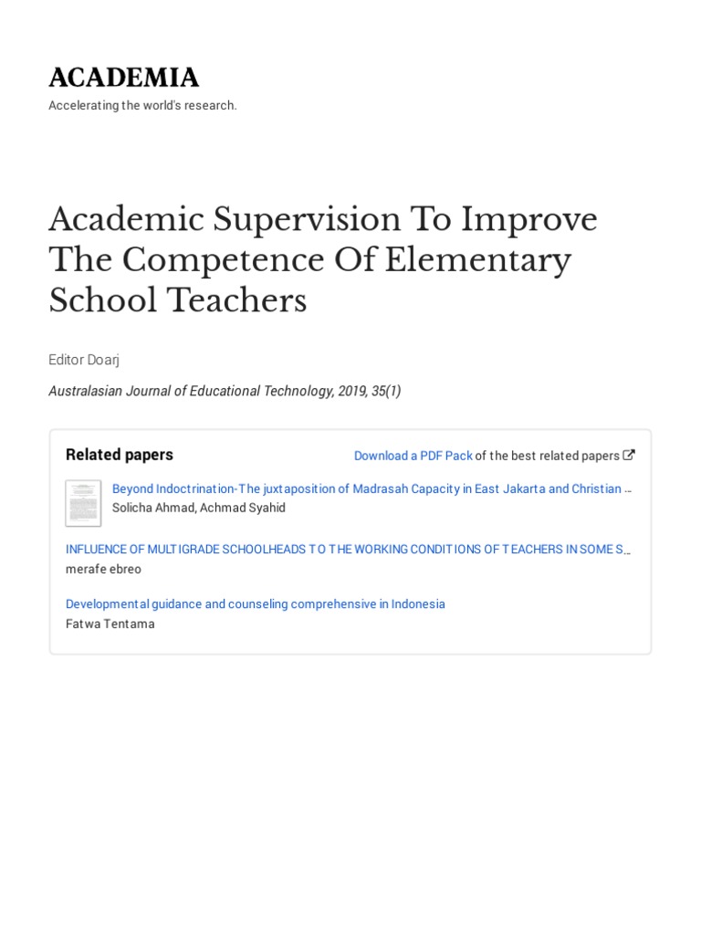 Academic Supervision To Improve The Competence of Elementary School Teachers | PDF | Teachers ...