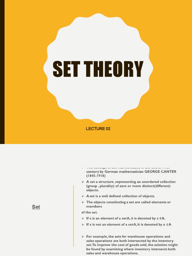Lecture 2 Set Theory | PDF | Set (Mathematics) | Numbers