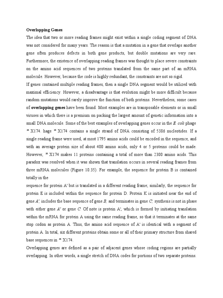 Overlapping Genes | PDF | Intron | Gene