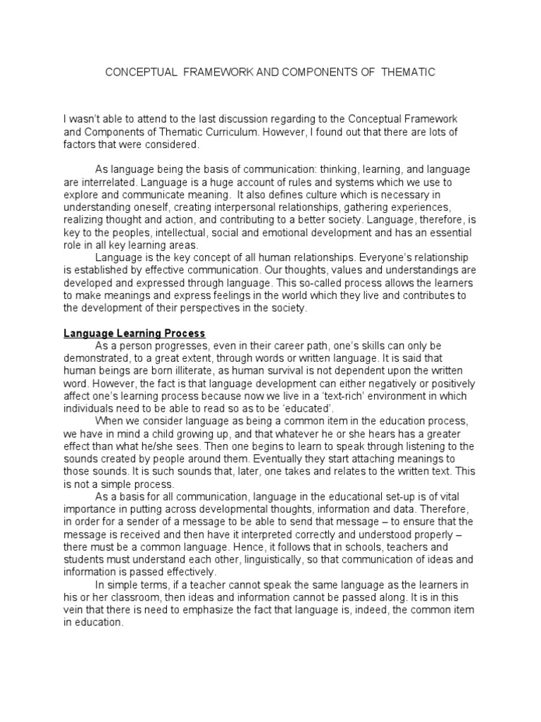 Conceptual Framework and Components of Thematic Reflection | PDF ...