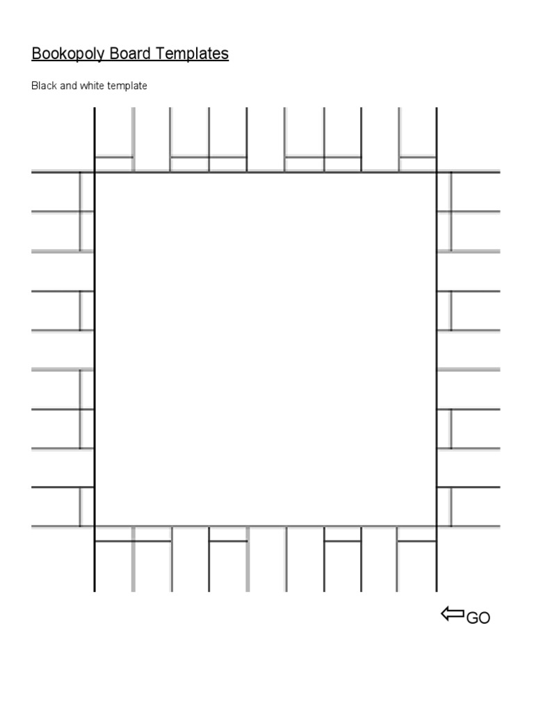 Bookopoly Board Templates: Black and White Template | PDF