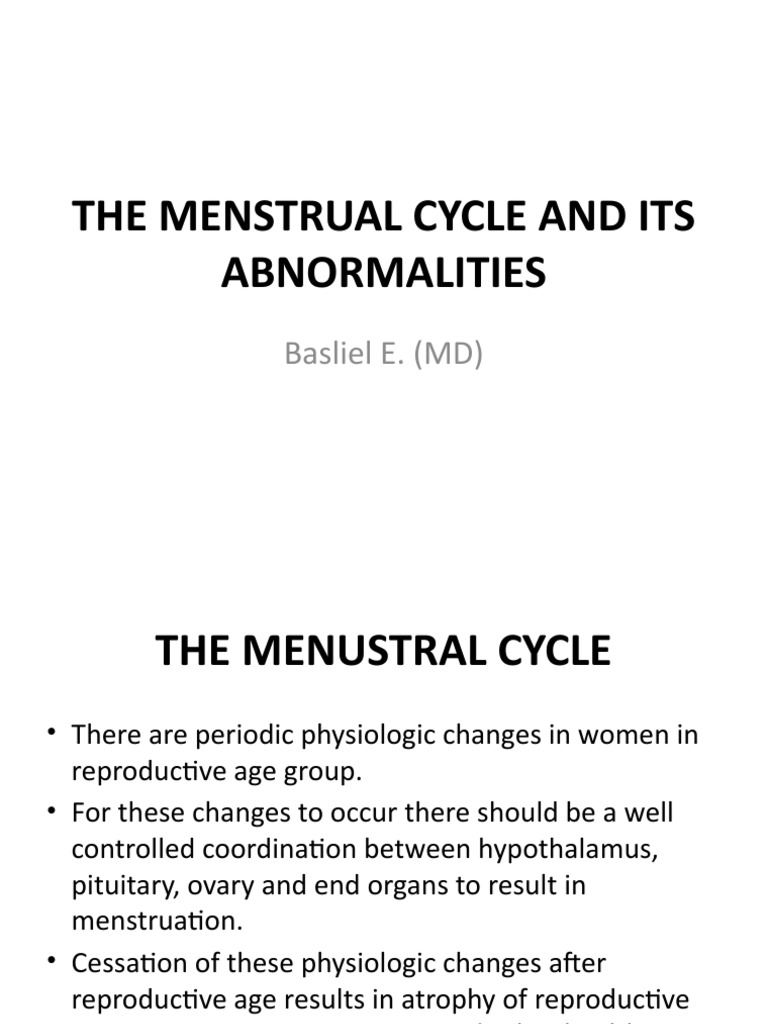 The Menstrual Cycle and Its Abnormalities | PDF | Menstruation ...