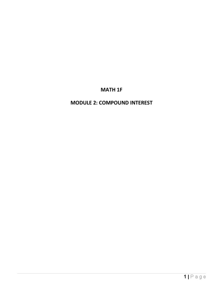 Math 1F Module 2: Compound Interest | PDF | Interest | Present Value