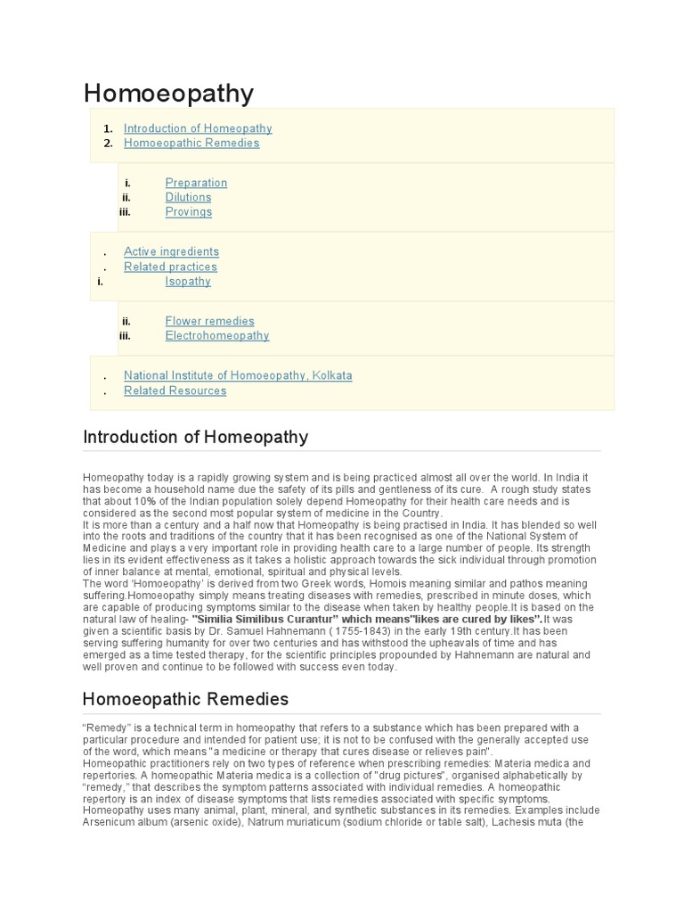 Homoeopathy: Introduction of Homeopathy | PDF | Homeopathy | Medicine