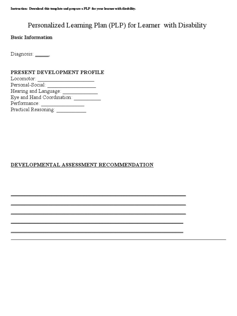 Personalized Learning Plan Template | PDF | Learning | Teaching Mathematics