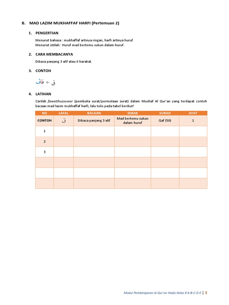 MODUL QURDIS IX Sem 1 - Pertemuan 2 | PDF