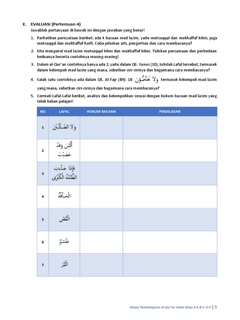 MODUL QURDIS IX Sem 1 - Pertemuan 4 | PDF