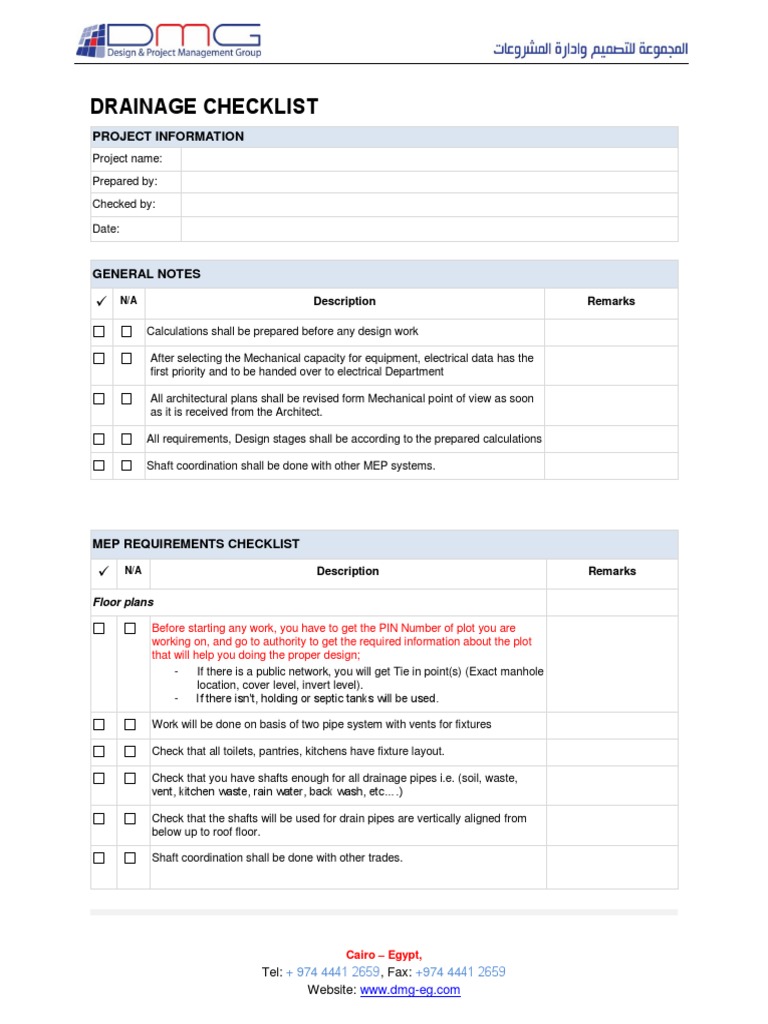 Drainage Checklist: Project Information | PDF | Sanitary Sewer | Storm ...