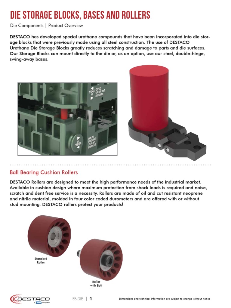 Die Storage Blocks, Bases and Rollers: Ball Bearing Cushion Rollers ...