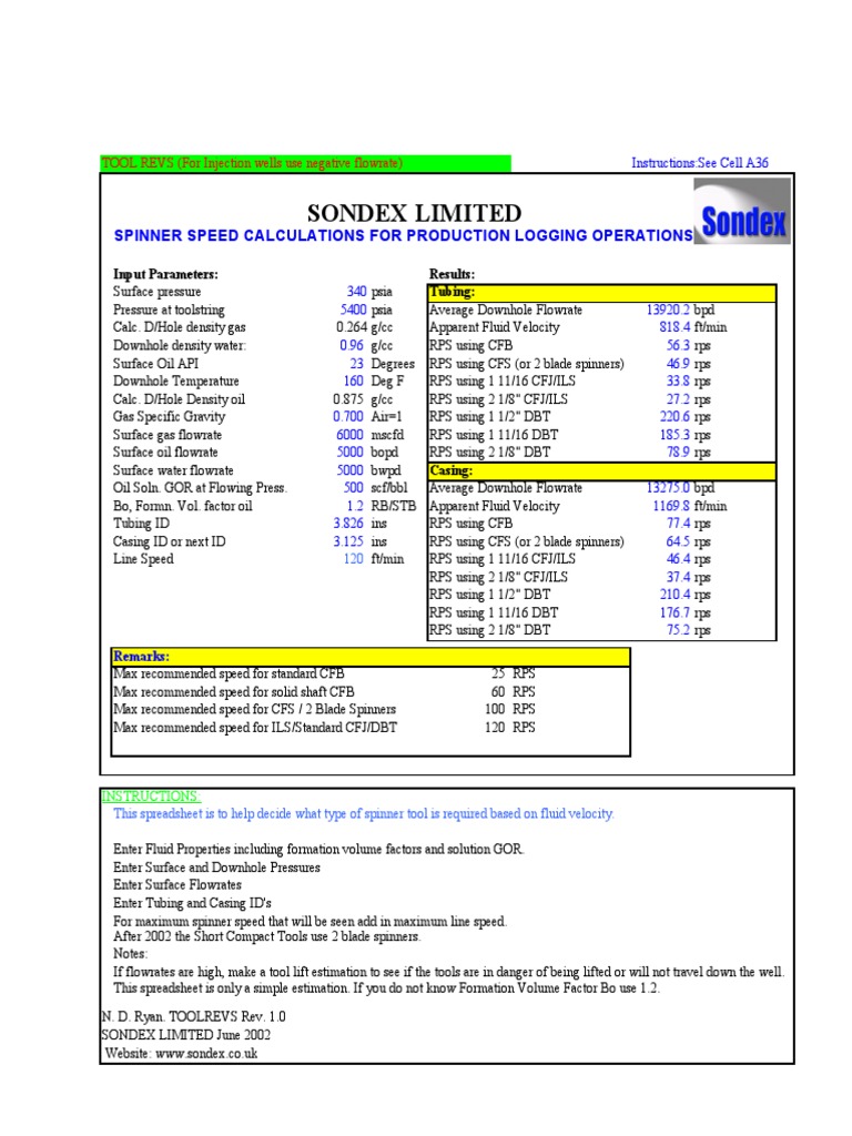 Sondex Limited: Spinner Speed Calculations For Production Logging ...