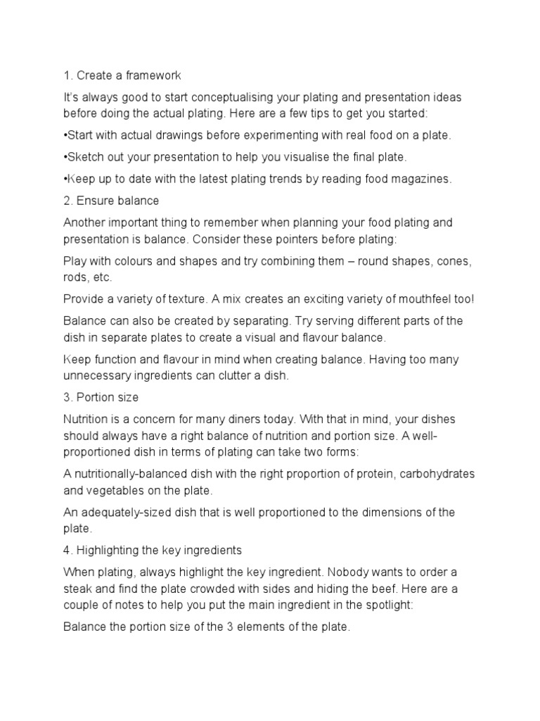 Fundamentals of Plating | PDF | Foods | Garnish (Food)