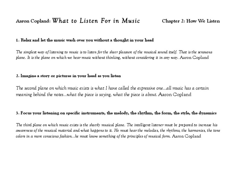 What To Listen For in Music: Aaron Copland: Chapter 2: How We Listen | PDF