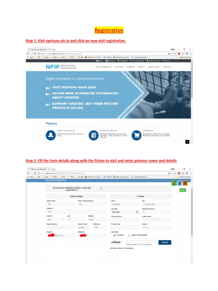 E-Prisons Video Call Registration Guide | PDF | Finance & Money ...