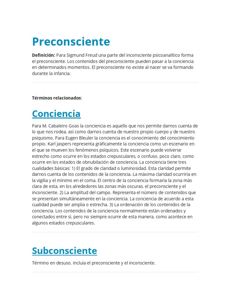 Preconsciente SEGUN FREUD | PDF