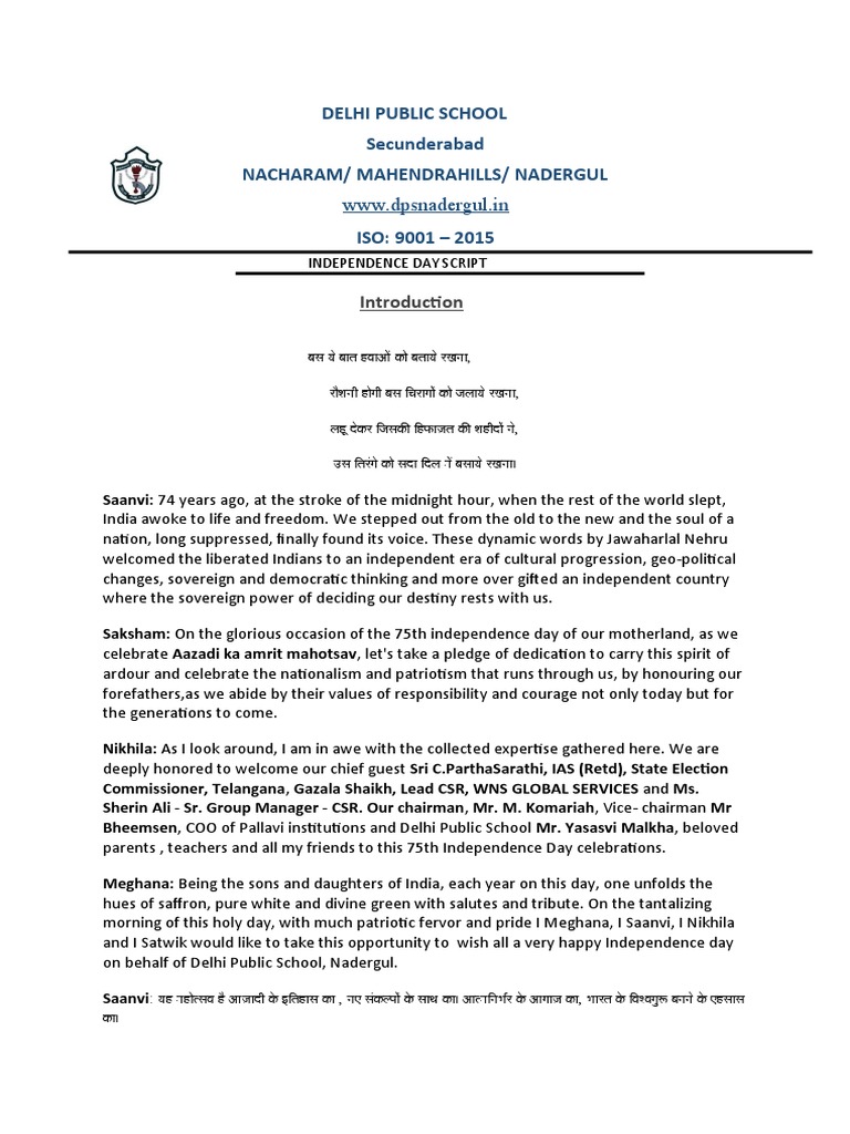 Independence Day Script | PDF | Ashoka | Vedas
