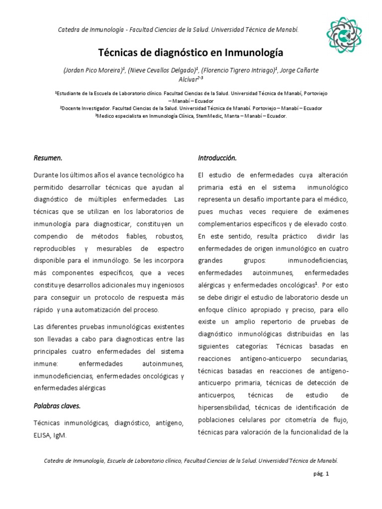 Técnicas de Diagnóstico en Inmunología | PDF | Elisa | Anticuerpo