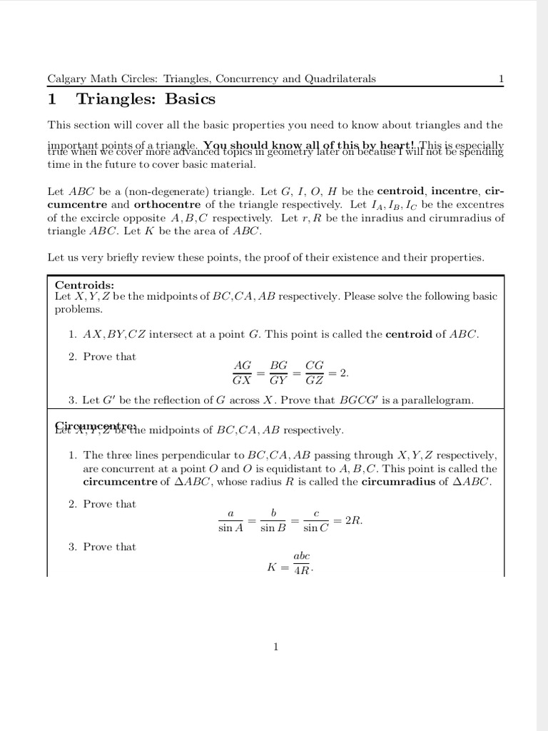 1 Triangles: Basics: You Should Know All of This by Heart! | PDF ...