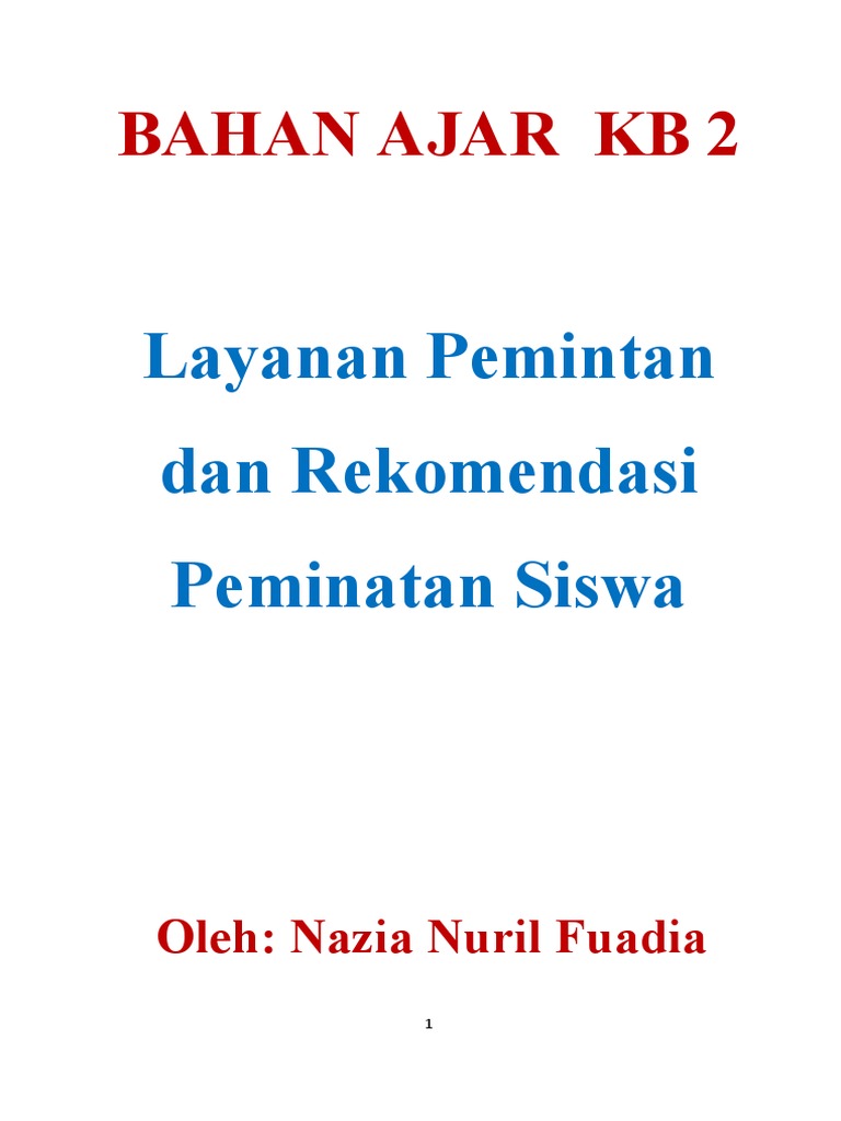 KB 2. Bahan Ajar Layanan Peminatan BK | PDF