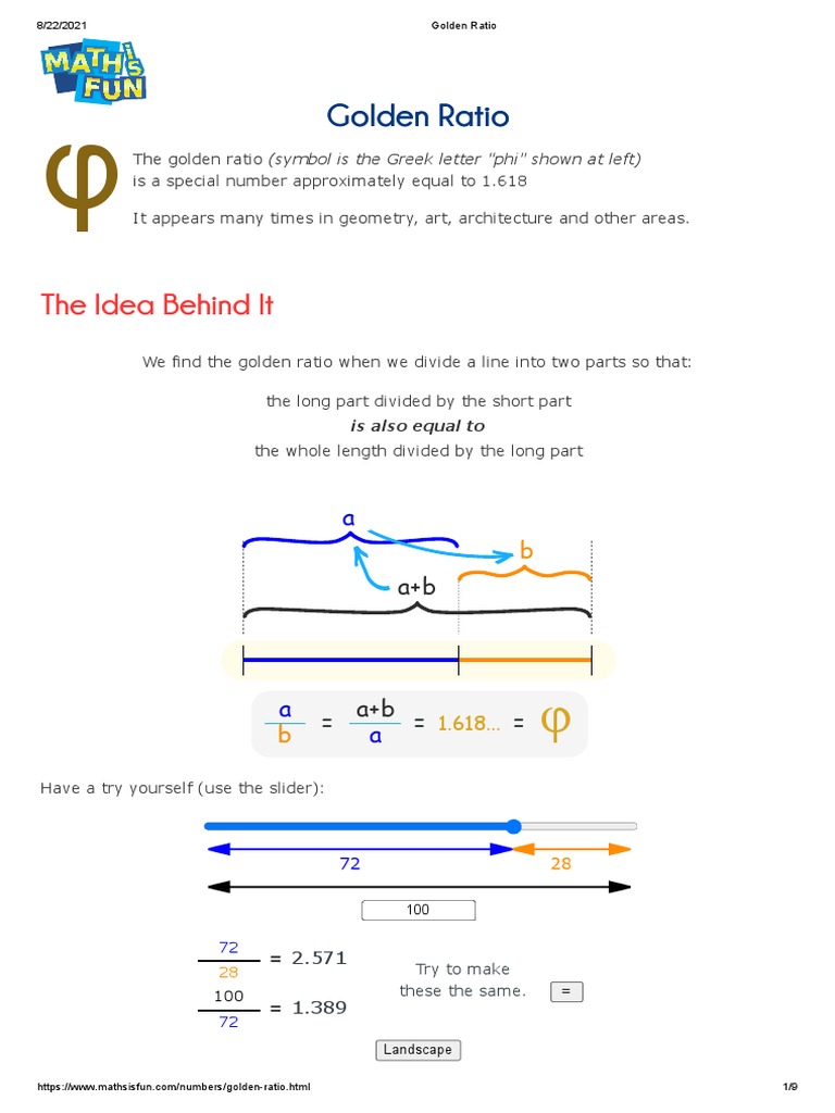 Golden Ratio | PDF | Ratio | Mathematics