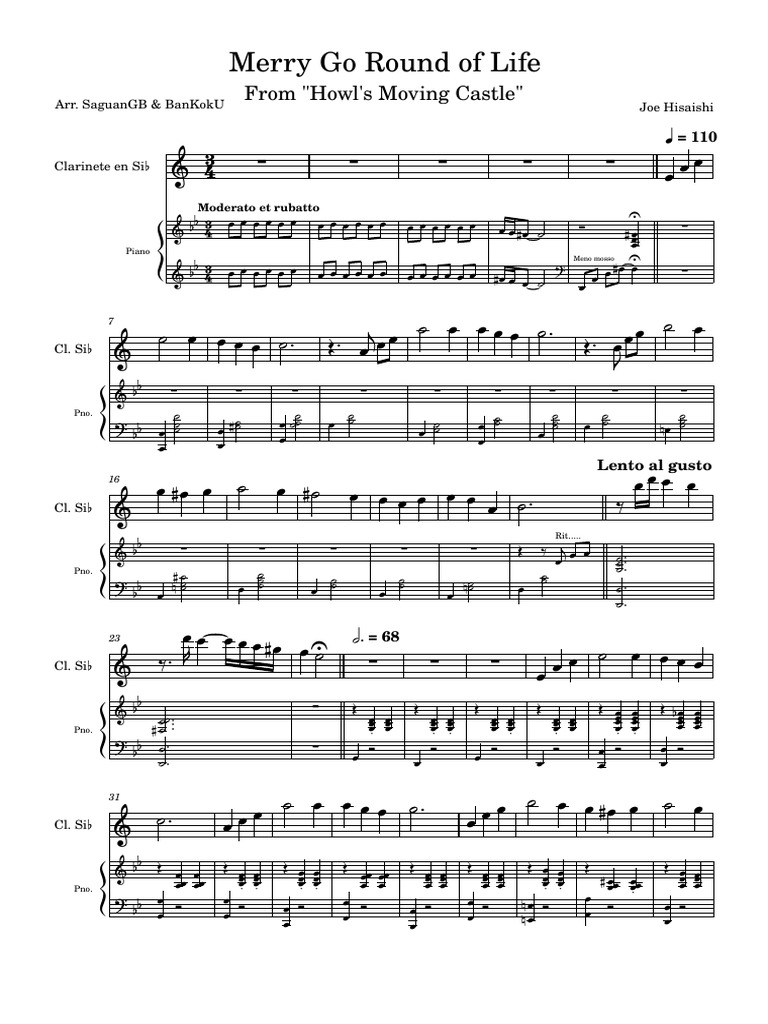 Clarinet Arrangement: Merry Go Round | PDF | Musical Forms | Musical ...