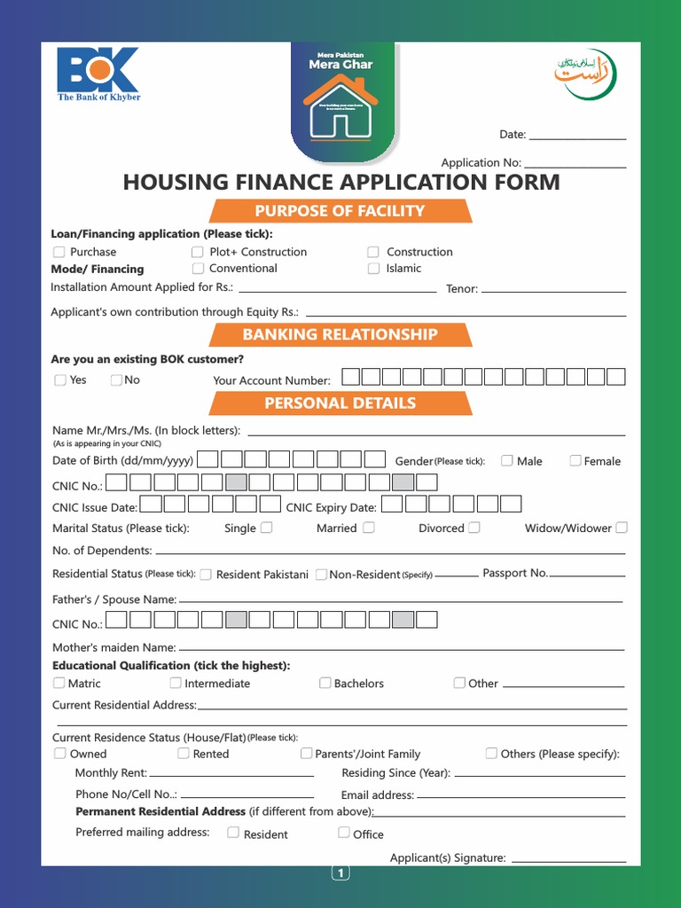 Housing Finance Application Form: Purpose of Facility | PDF | Business ...