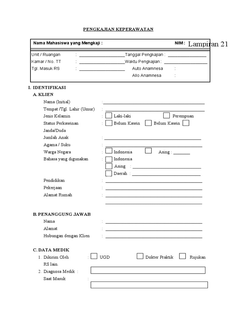 Format Pengkajian KDP | PDF | Kesehatan Holistik