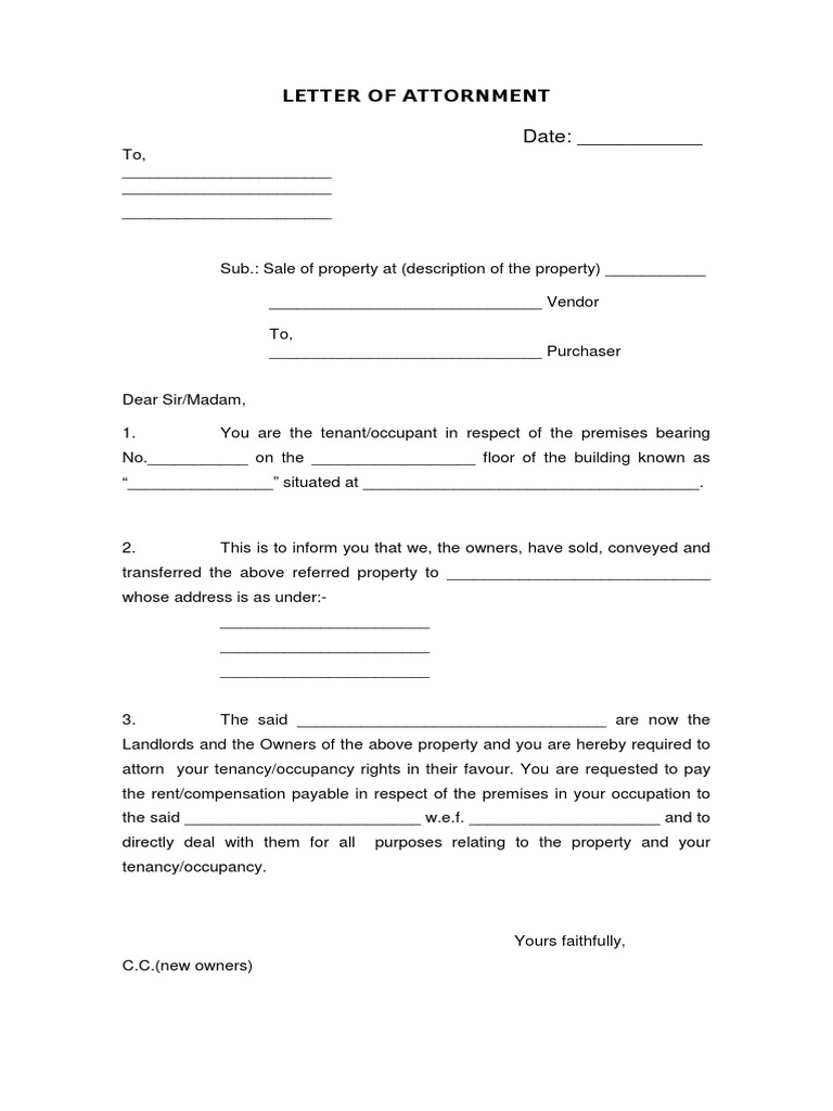 Letter of Attornment | PDF