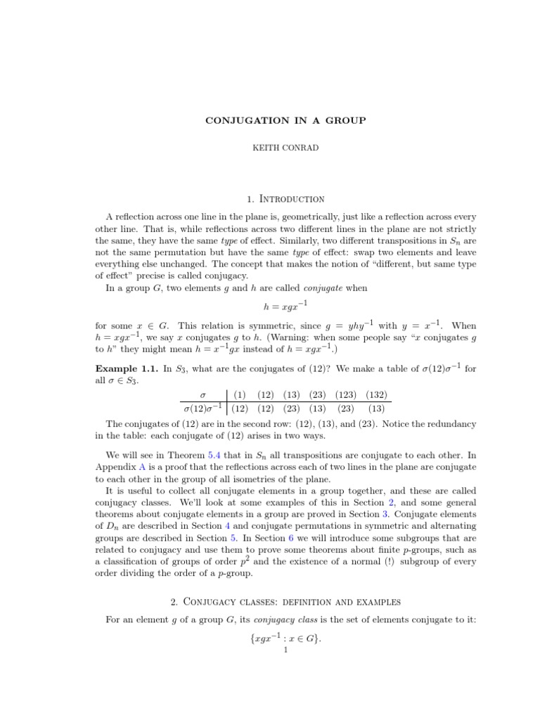 Conjugacy Classes in Groups | PDF | Matrix (Mathematics) | Group ...