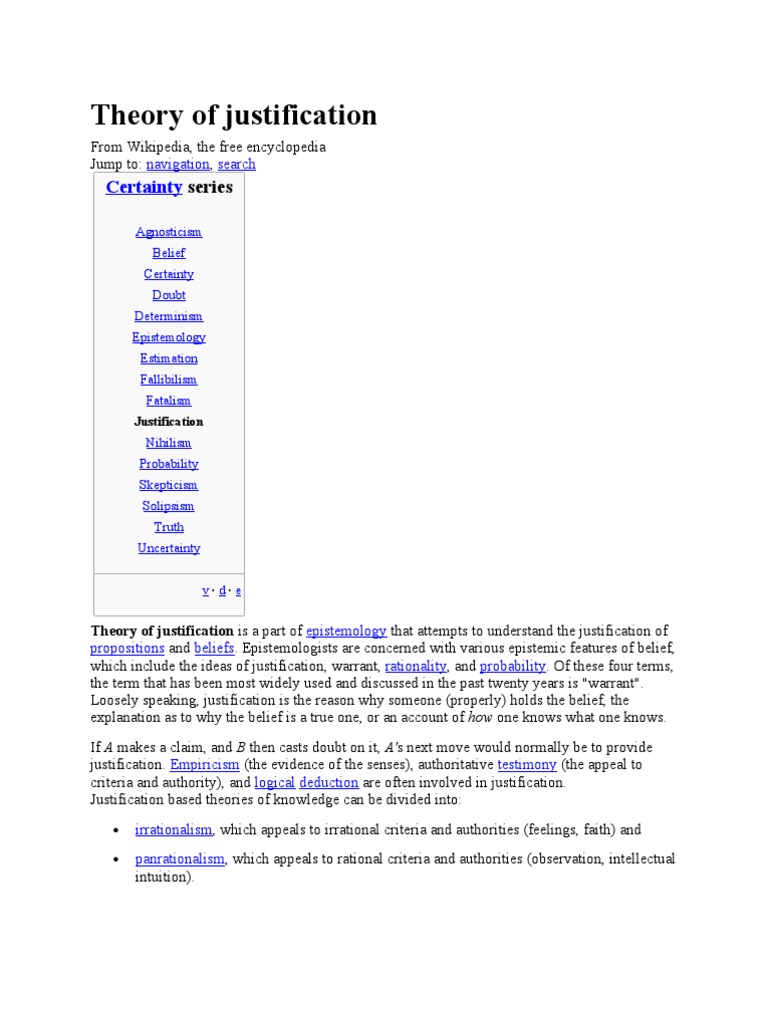 Justification Source Wikipedia | PDF | Theory Of Justification ...