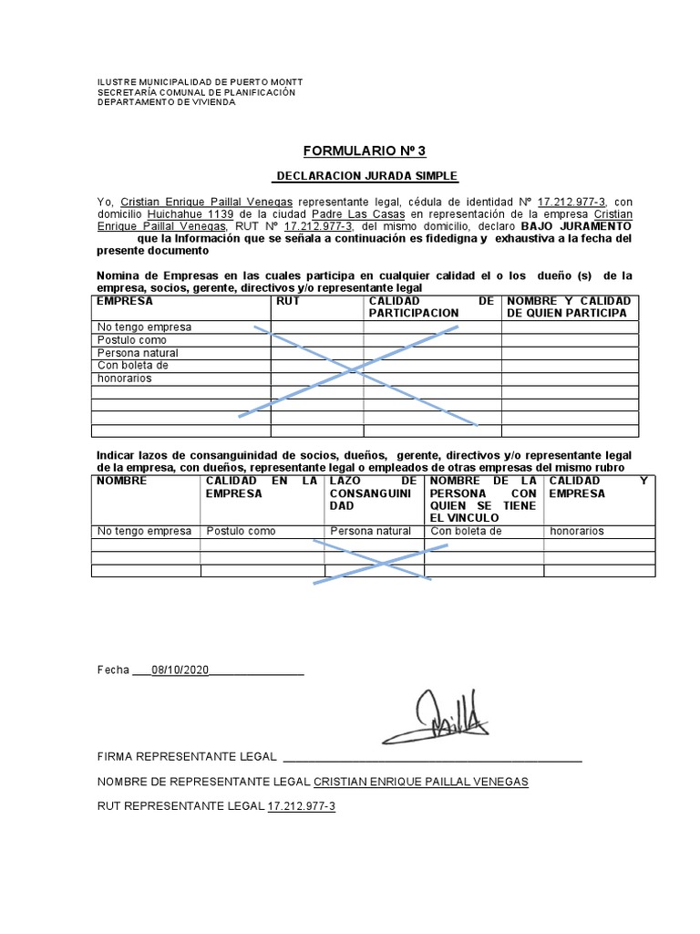 Formulario N°3 | PDF