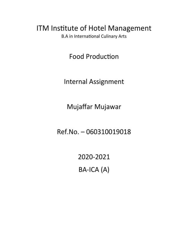 ITM Institute of Hotel Management: Food Production | PDF | Curry ...