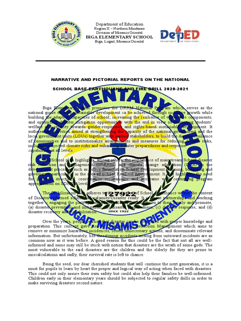 Biga Elementary School: Narrative and Pictorial Reports On The National ...