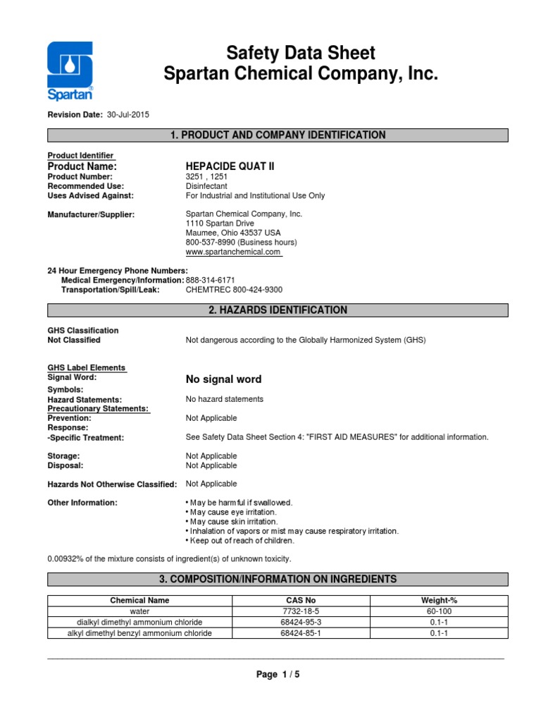 Hepacide MSDS English | PDF | Toxicity | Safety