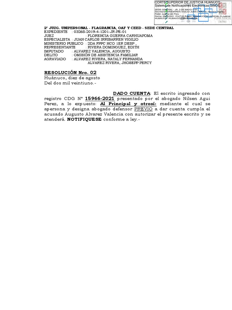 Exp. 03268-2019-4-1201-JR-PE-01 - Resolución - 66636-2021 | PDF