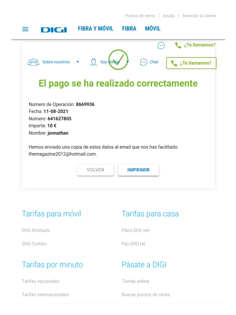DIGI, Las Ventajas de Ir Por Libre Respuesta Recarga Online - OK ...