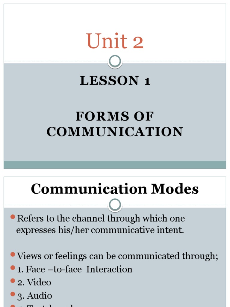 Unit 2: Lesson 1 Forms of Communication | PDF | Communication | Popular ...