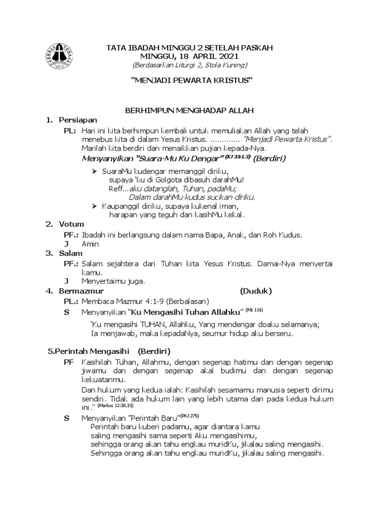 Tata Ibadah Minggu 2 Setelah Paskah | PDF