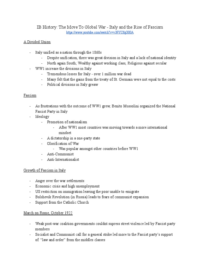 Italy and The Rise of Fascism | PDF | Fascism | Benito Mussolini