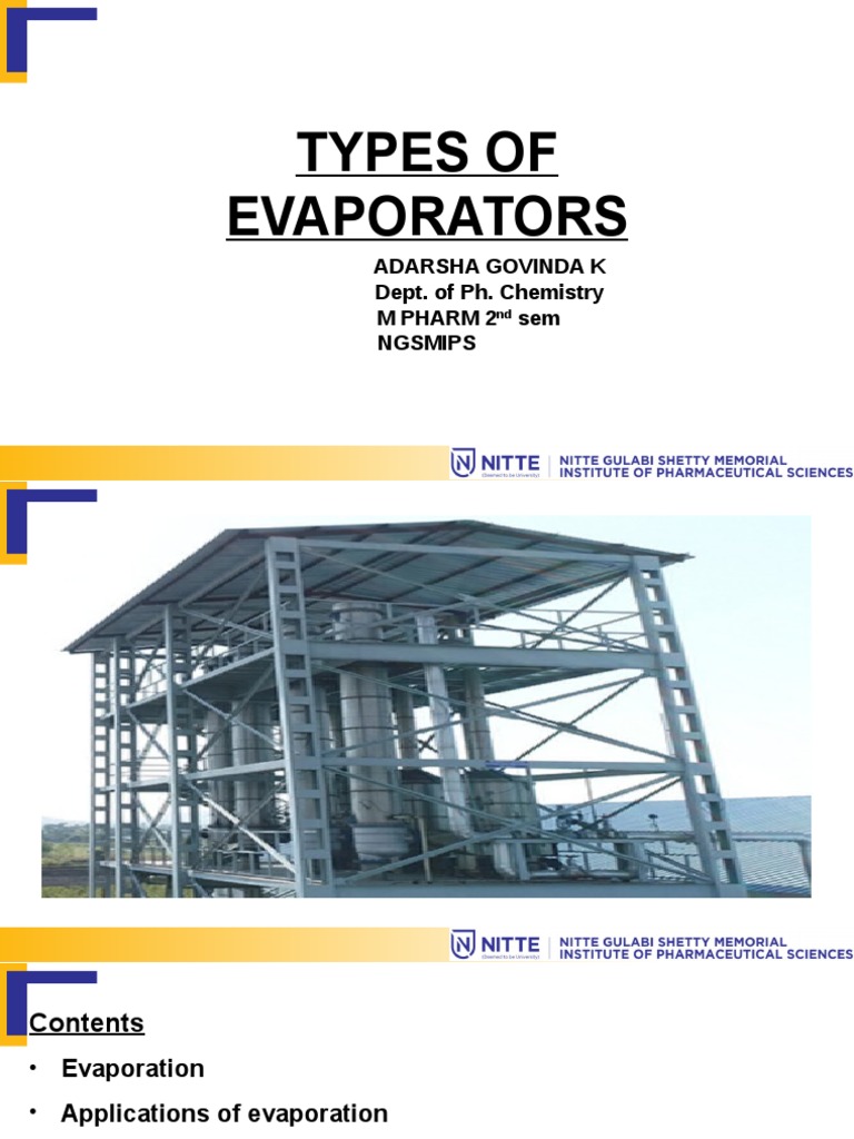 Types of Evaporators: Adarsha Govinda K | PDF | Evaporation | Materials