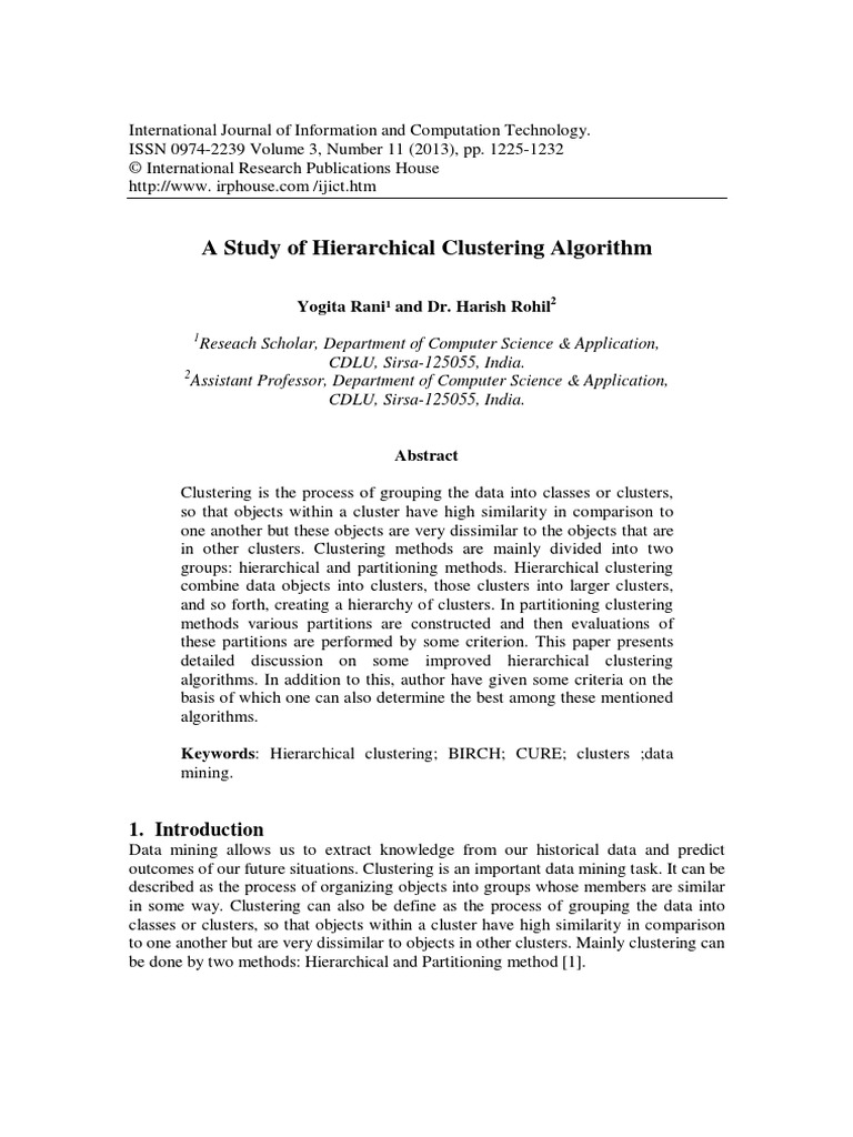 Hierarchical Clustering Algorithm Download Free Pdf Cluster Analysis Hierarchy