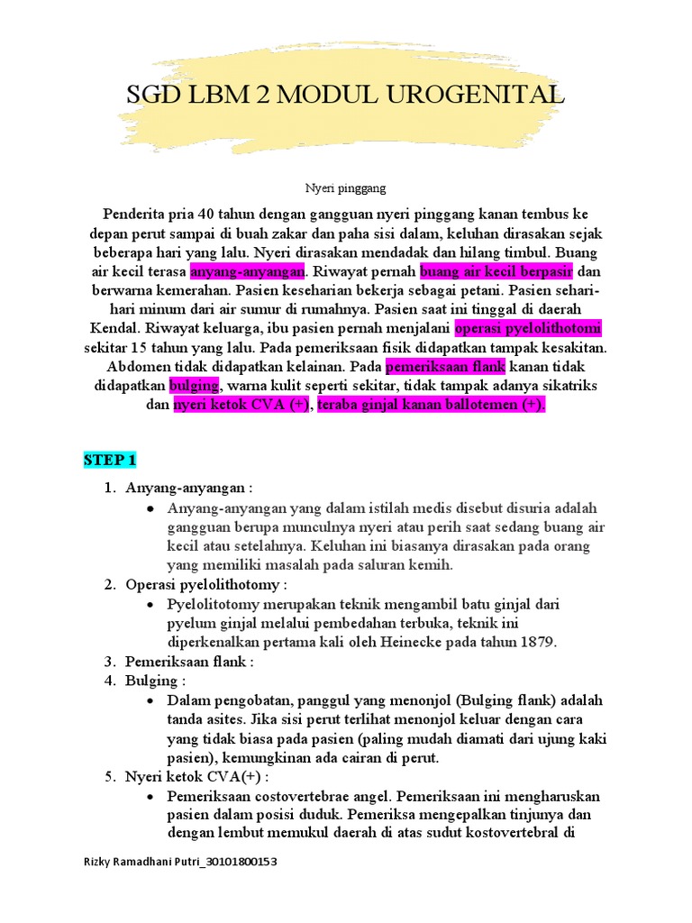 SGD LBM 2 MODUL UROGENITAL Kiki | PDF | Sains & Matematika
