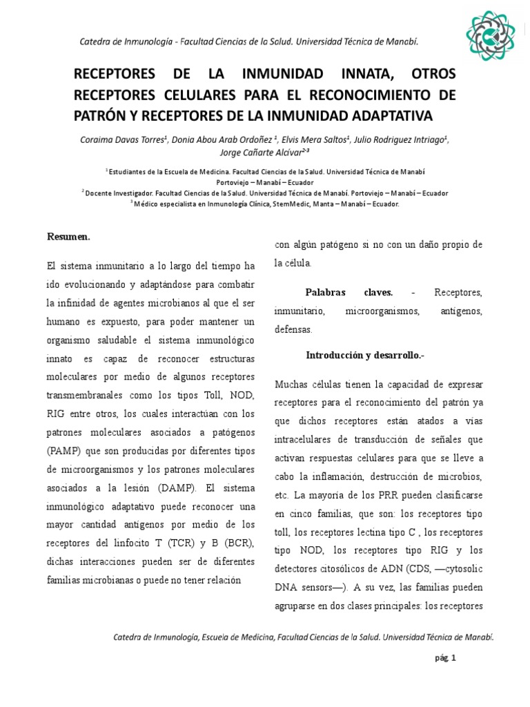 Receptores de La Inmunidad Innata, Otros Receptores para El Reconocimiento de Patrón y ...