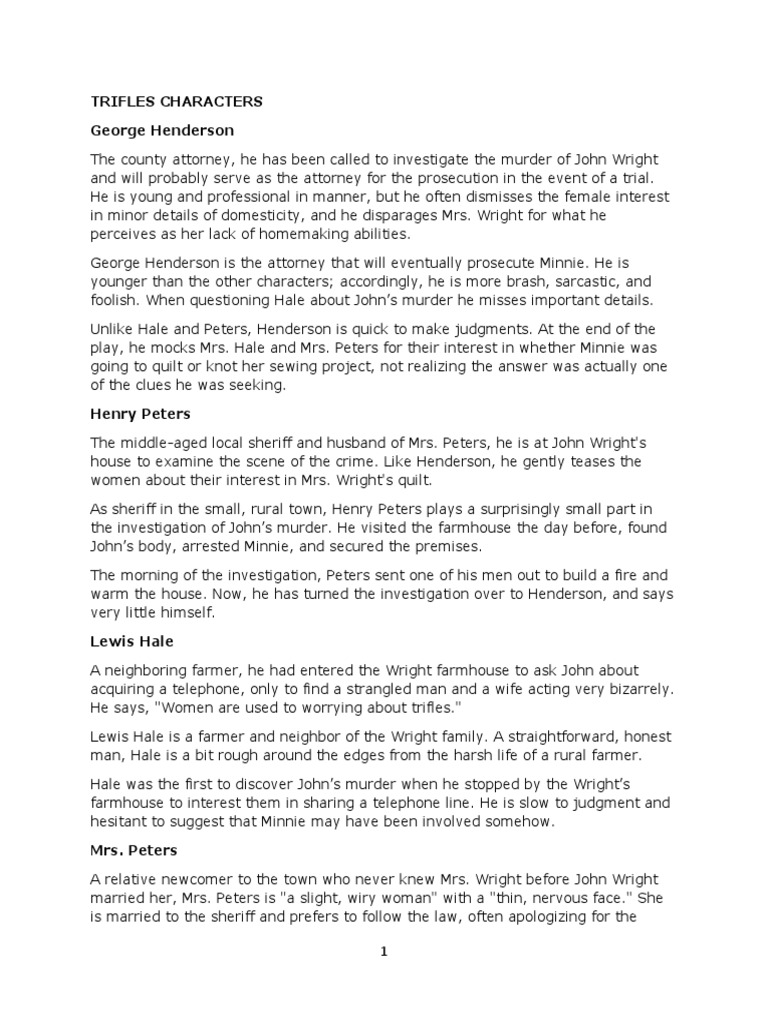 Trifles Characters George Henderson | PDF