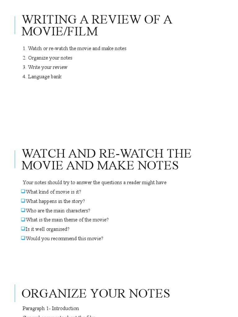 Writing A Review of A Movie | PDF