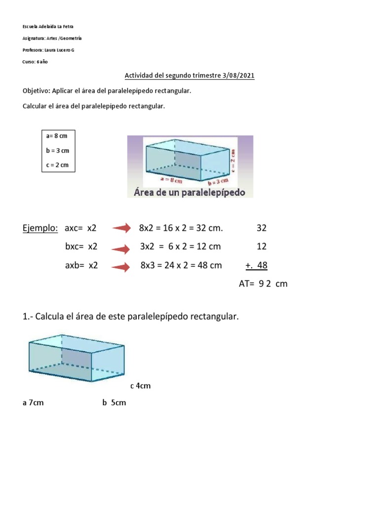 Guía Clase Paralelepípedo Rectangular | PDF