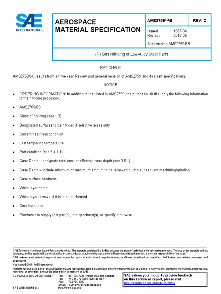 Aerospace Material Specification: (R) Gas Nitriding of Low-Alloy Steel ...