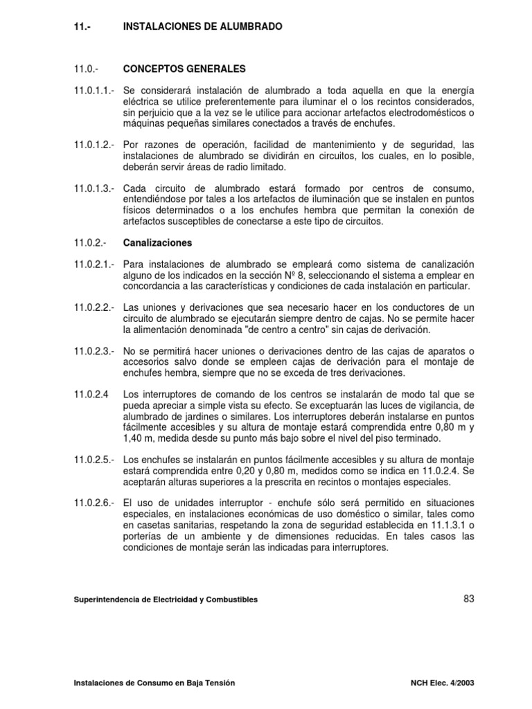 NCH4 2003 | PDF | Encendiendo | Energia electrica