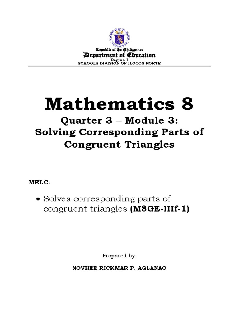 Math 8 Quarter3 Module3 Week5 Melc05 Aglanao Novhee Rickmar | PDF | Classical Geometry | Euclid