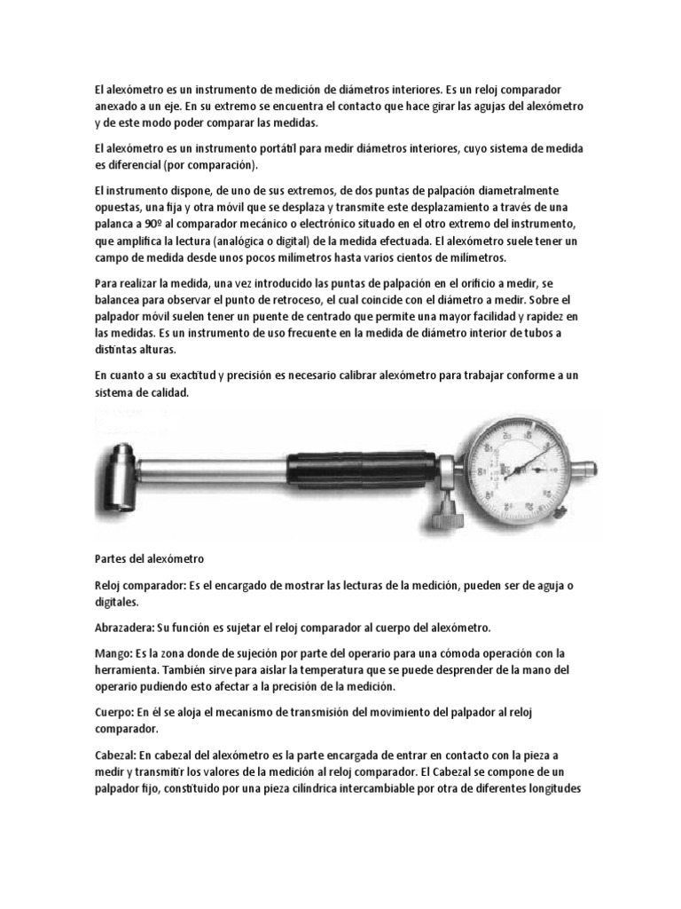 El Alexómetro Es Un Instrumento de Medición de Diámetros Interiores ...