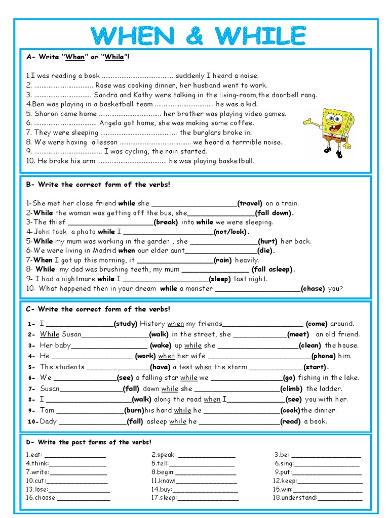 When While Exercise Including Answer Key Grammar Guides - 129487 | PDF
